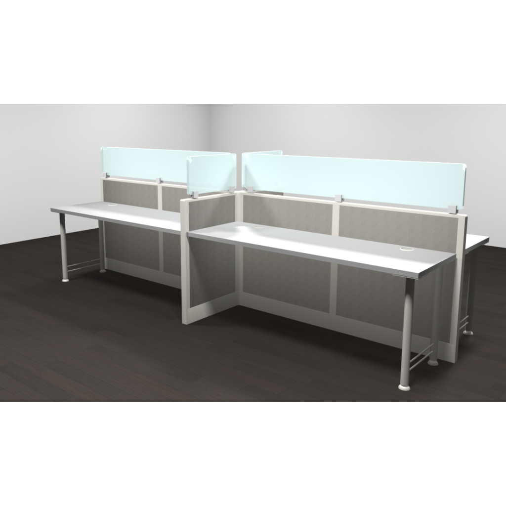 4 Person Benching Workstation Cubicle with Glass Top Panels $3,719 ♦ ...