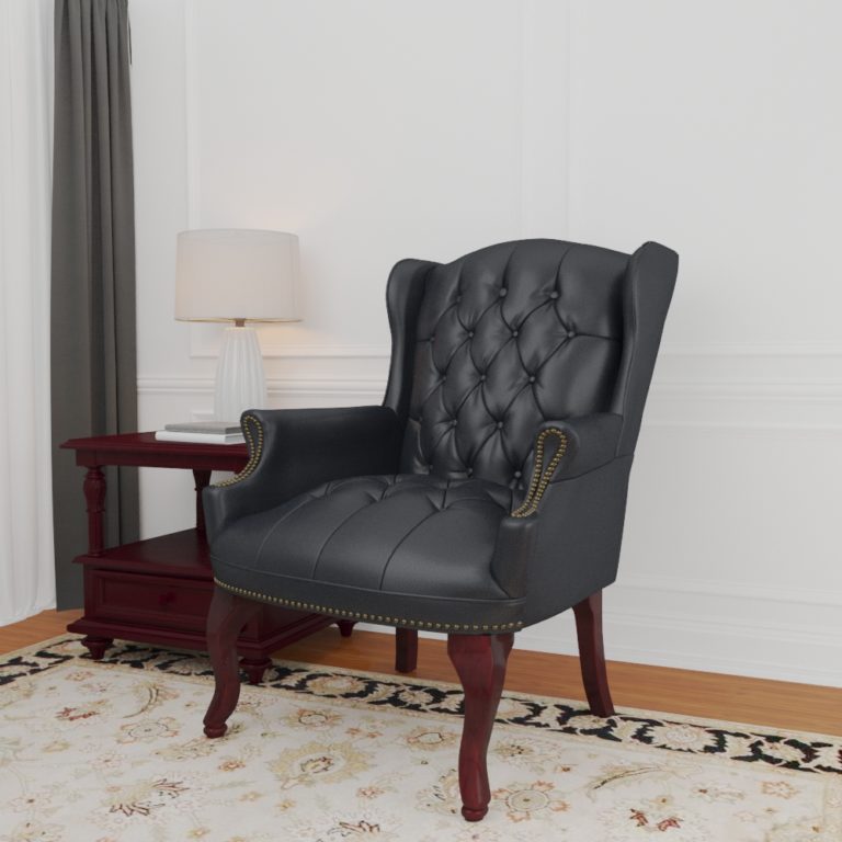 Traditional Black Vinyl Wingback Armchair $605 – Better Office Furniture